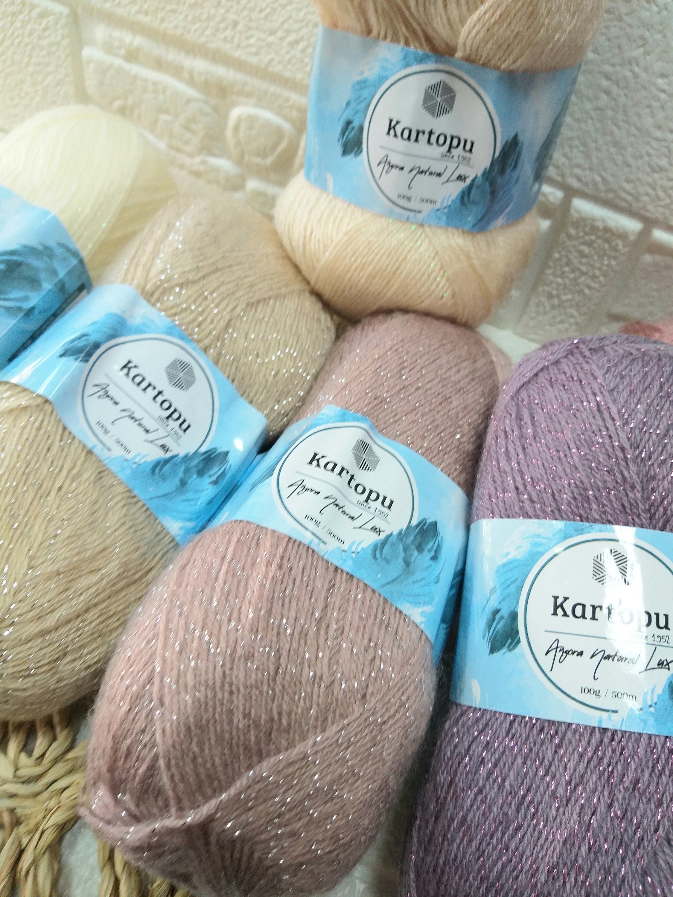 Kartopu Angora Natural Lux,mohair Sim Yarn,metallic Angora,knitting ...