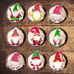 Gnomes Edible Cupcake Toppers - Christmas Elf Cake Decorations - Etsy