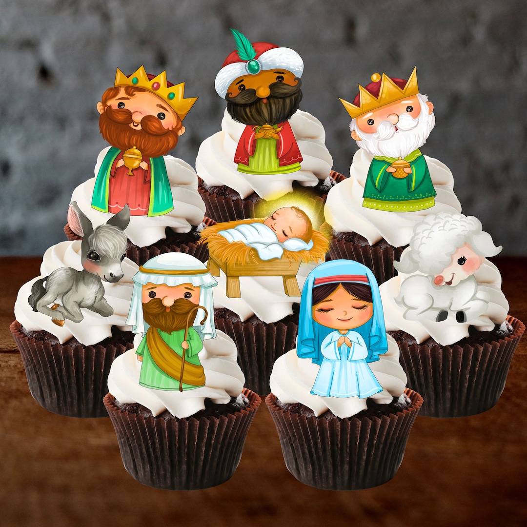 Nativity Cupcake Toppers - Edible Wafer Card Christmas Cake Decorations ...