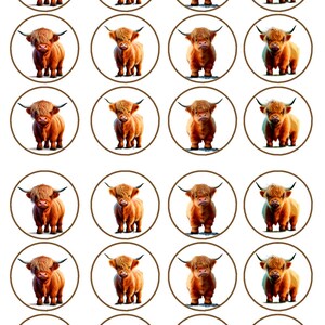 24 Highland Cow Edible Cupcake Toppers PRECUT Optional Scottish Theme ...