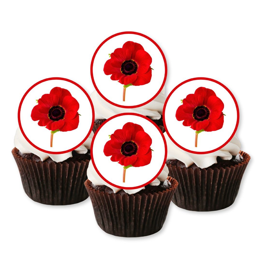 Poppy Flower Edible Cupcake Toppers - Floral Cake Decorations - Etsy