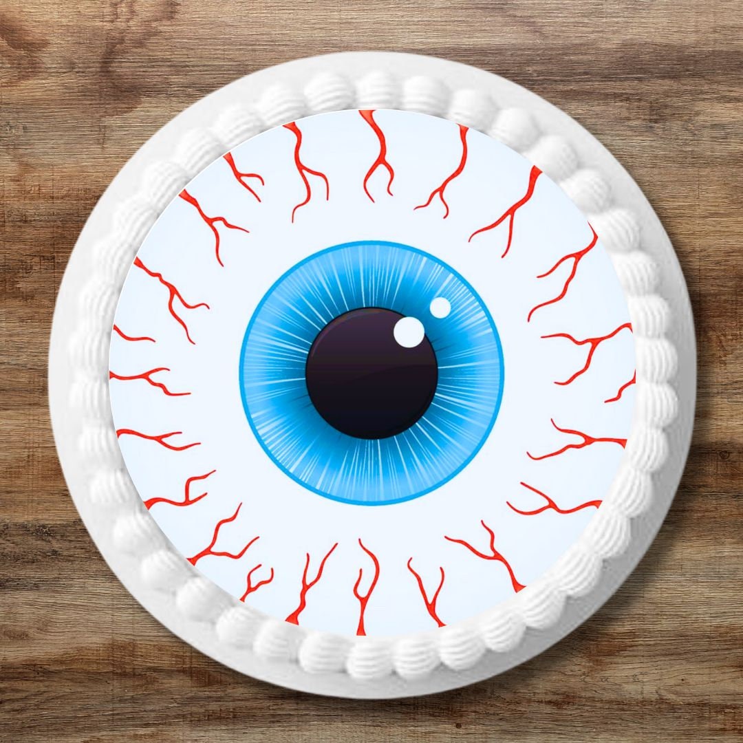 PRECUT Halloween Eyeball 7 Inch Edible Cake Topper - Spooky Decorations ...