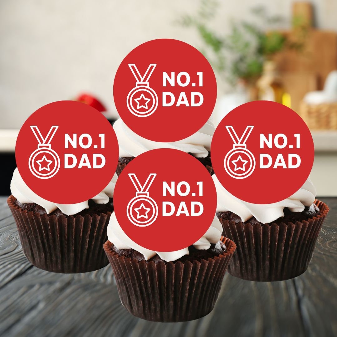 Father's Day Cupcake Toppers PRECUT Optional Theme 1, Edible Father's ...