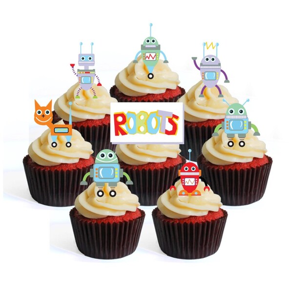 Robot Cupcake Topper - Etsy