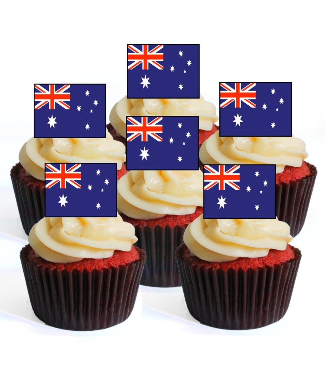 24 Australian Flag Edible Cupcake Toppers PRECUT Optional - Etsy