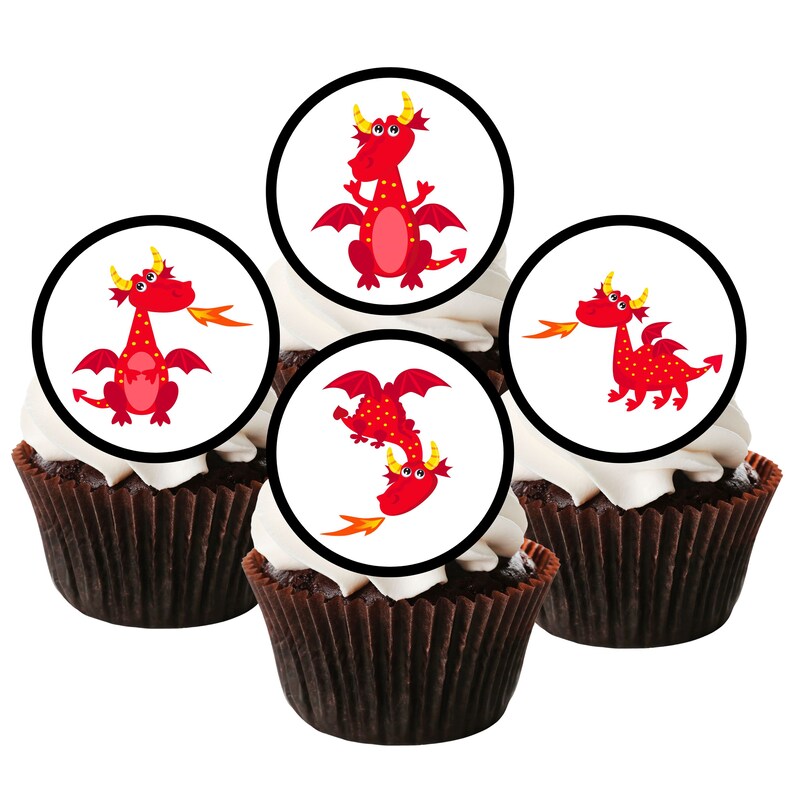 Red Dragons Edible Cupcake Toppers - Mythical Cake Decorations - Etsy