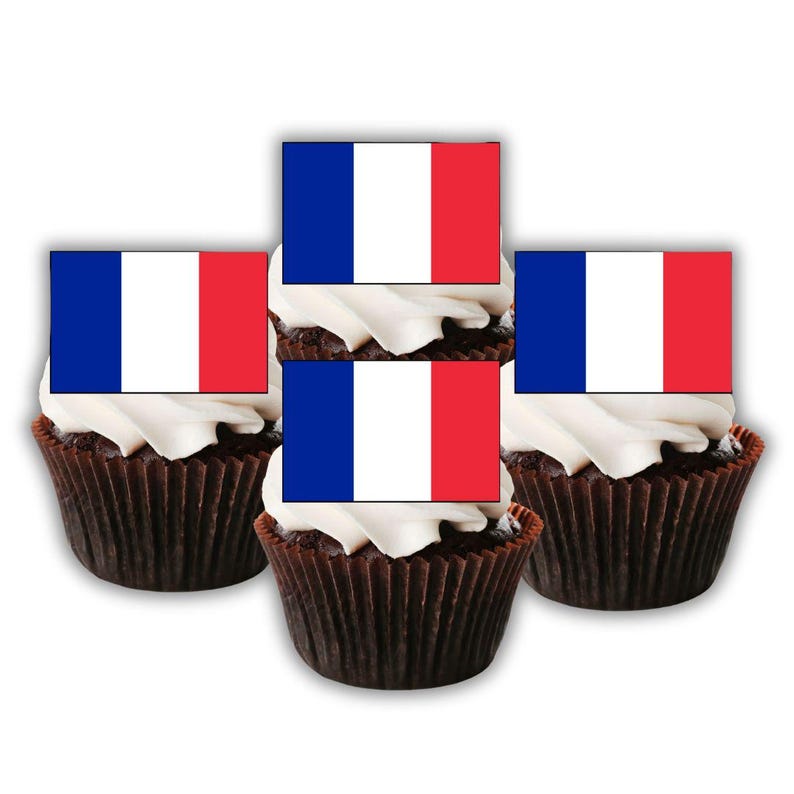 French Flag Edible Cupcake Toppers - France Theme Flags of the World ...