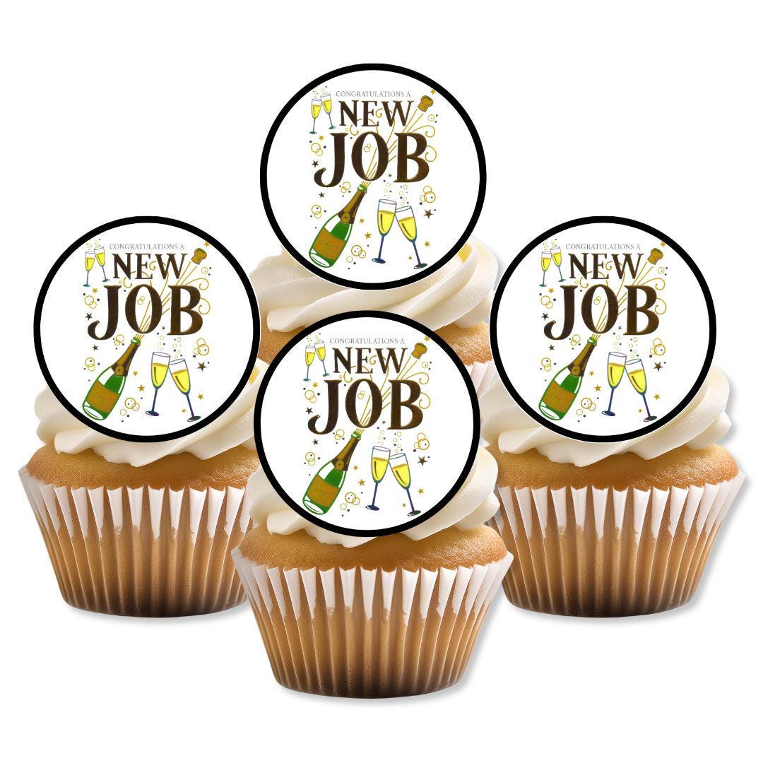 New Job Edible Cupcake Toppers - Leaving Party Cake Decorations - Etsy