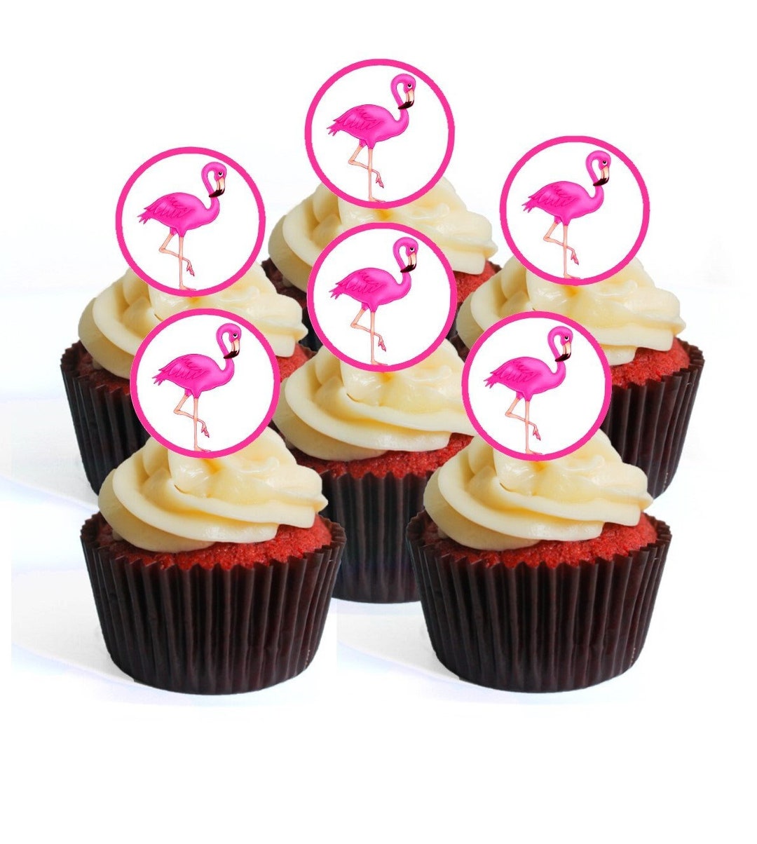 24 Flamingo Edible Cupcake Toppers PRECUT Optional Pink Flamingo's ...
