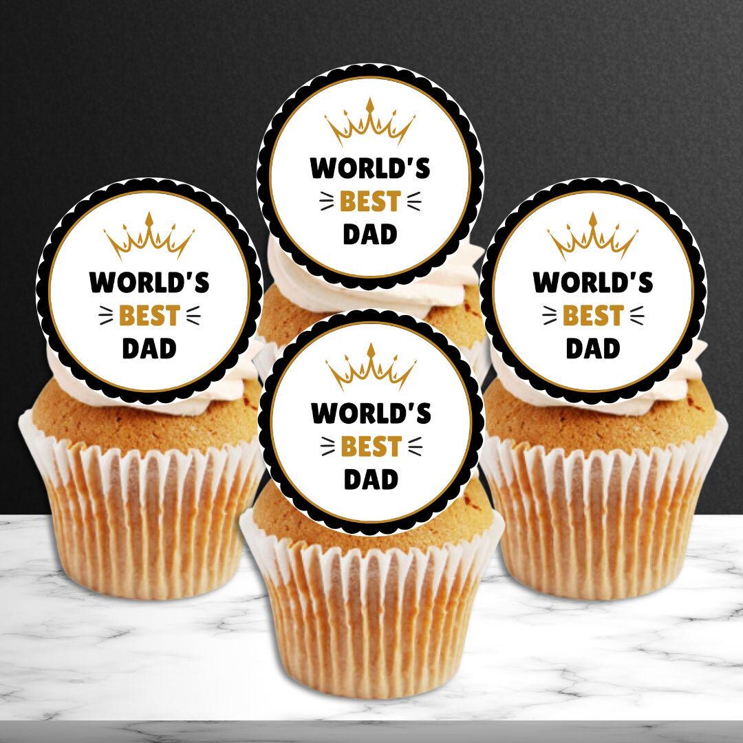 World's Best Dad Cupcake Toppers - Father's Day Edible Cake + Cookie ...