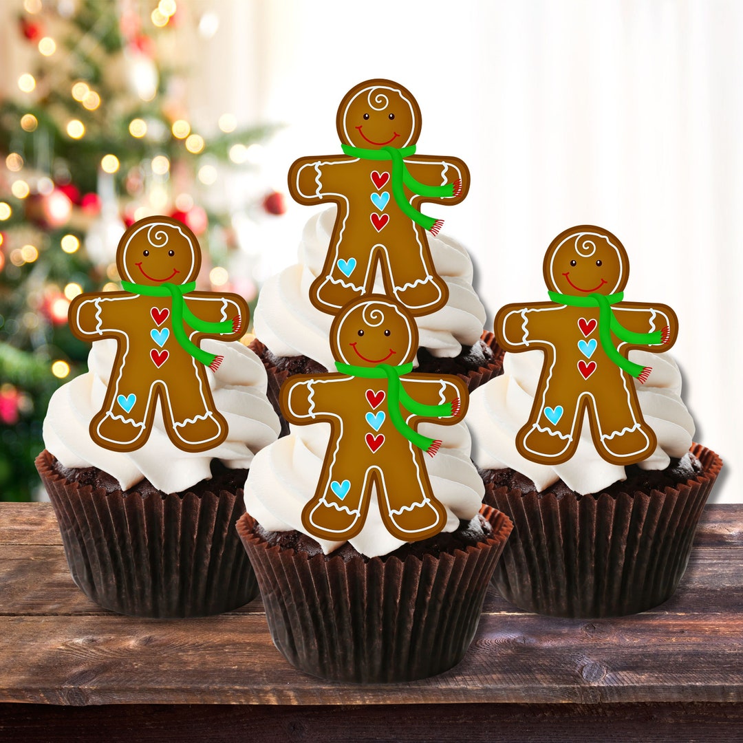 Gingerbread Man Cupcake Toppers PRECUT Optional Edible - Etsy