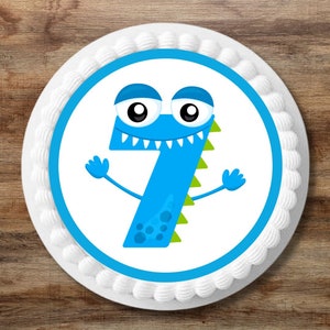 PRECUT 7th Birthday Edible Cake Topper - 7 Inch Number 7 Monster Cake ...