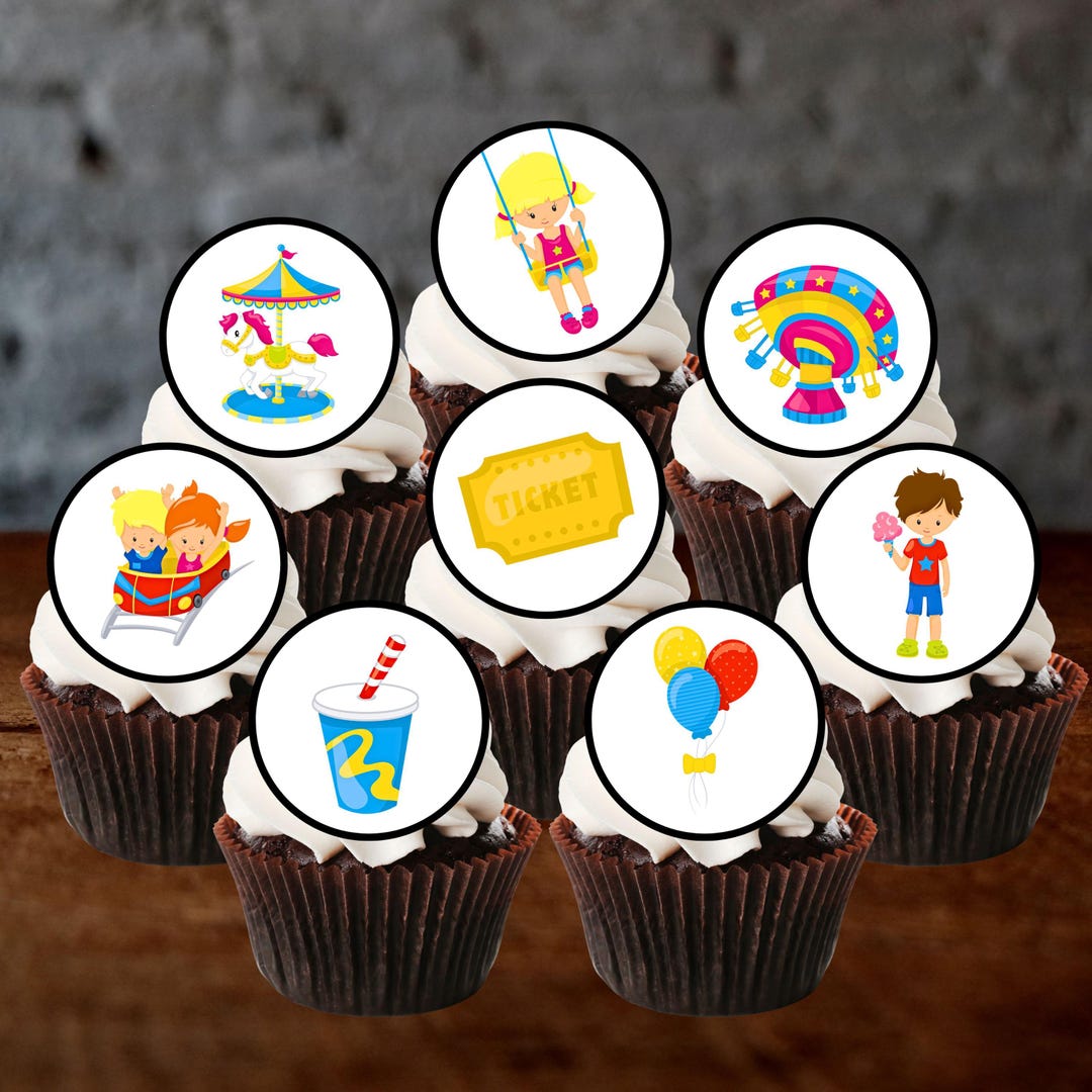 Fun Fair Edible Cupcake Toppers - Carnival Theme Cake Decorations #2 - Etsy