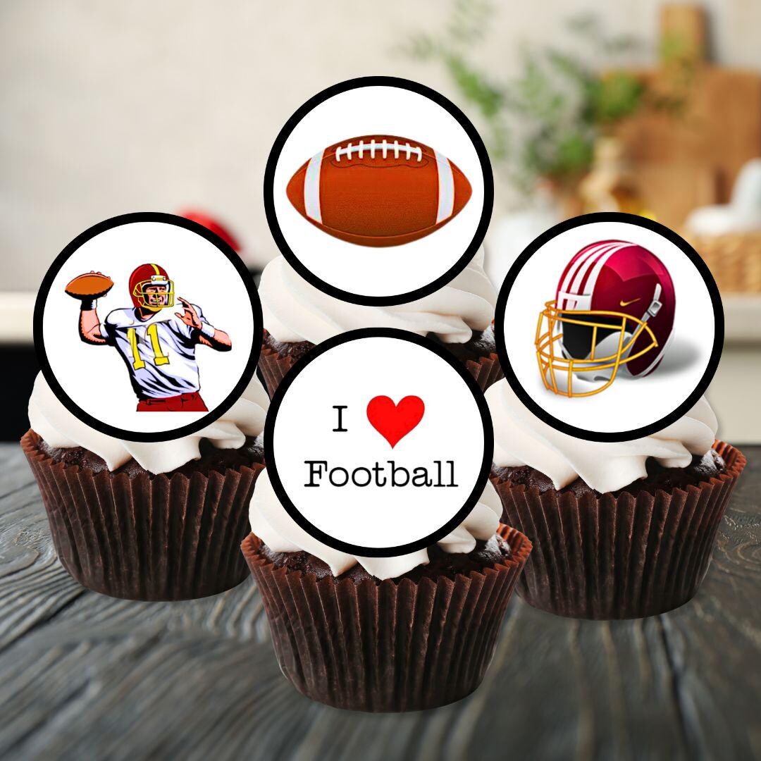 American Football Edible Cupcake Toppers - NFL Theme Cake Decorations ...