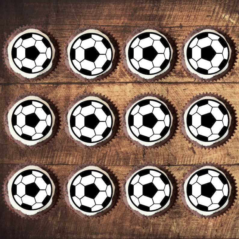 Football Edible Cupcake Toppers - Soccer Ball Cake + Cookie Decorations ...