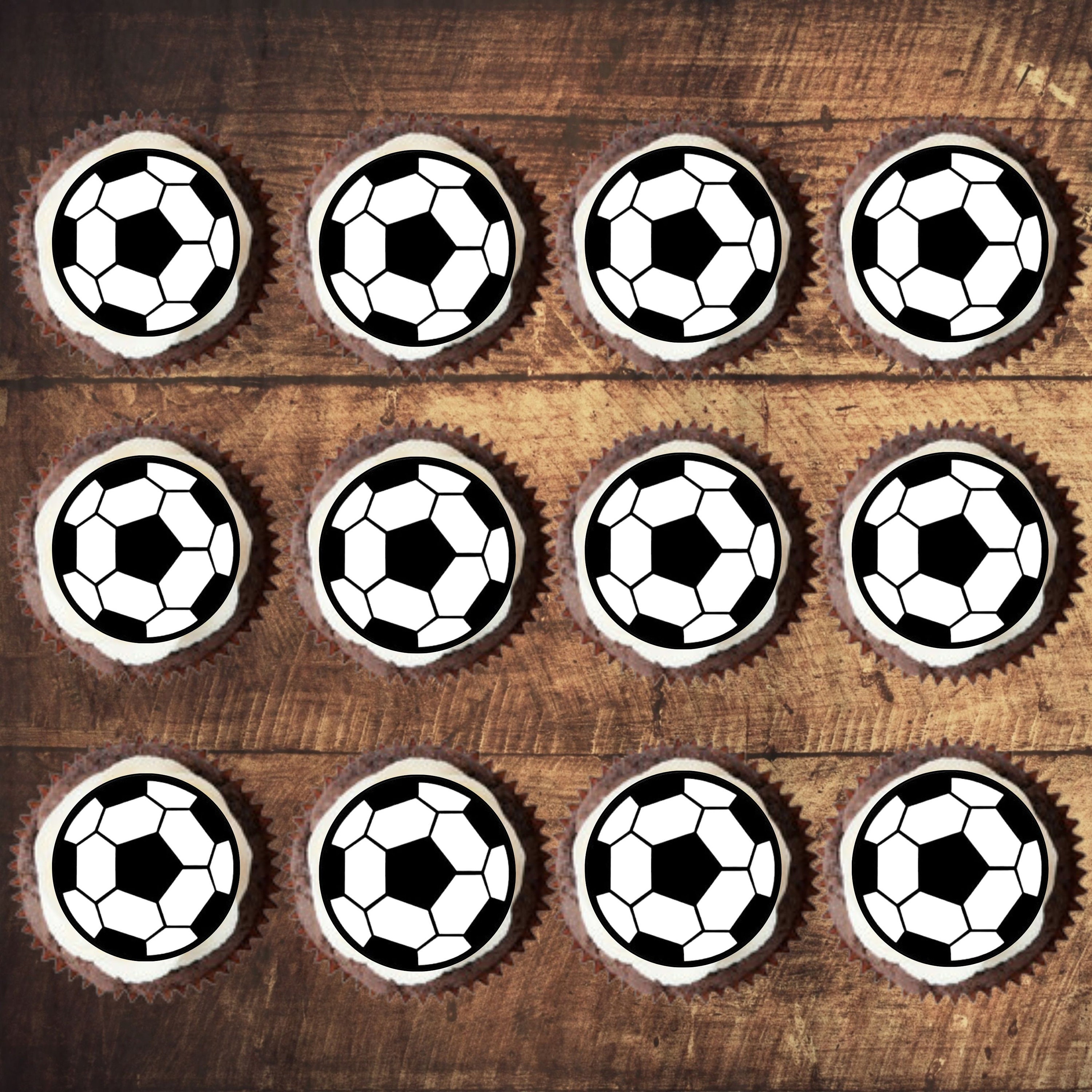 Football Edible Cupcake Toppers - Soccer Ball Cake + Cookie Decorations ...