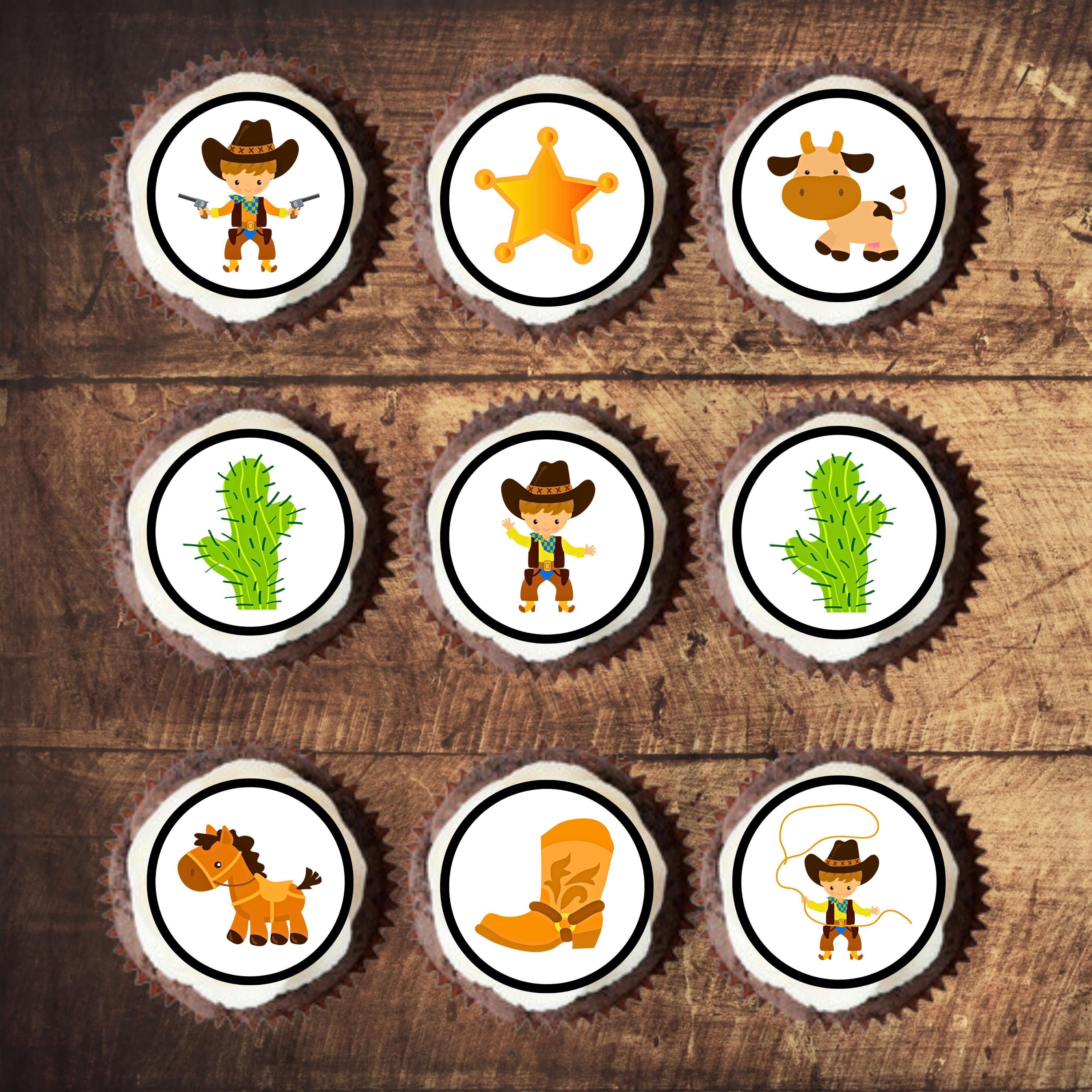 Cowboy Edible Cupcake Toppers - Cowgirl Rodeo Theme Cake Decorations - Etsy