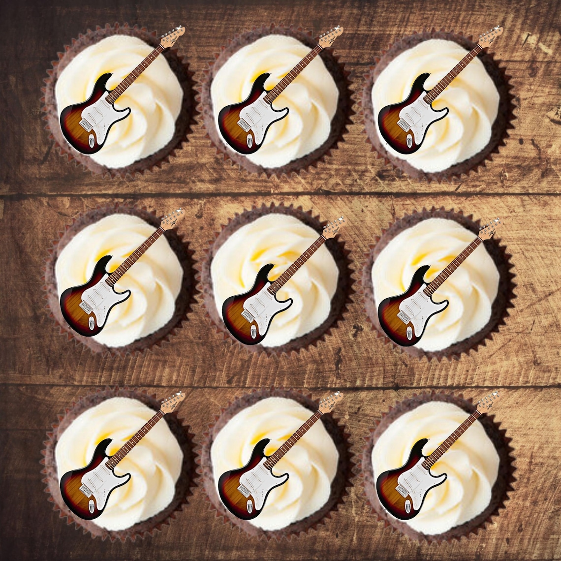 Electric Guitar Edible Cupcake Toppers - Rock Band Theme Cake ...