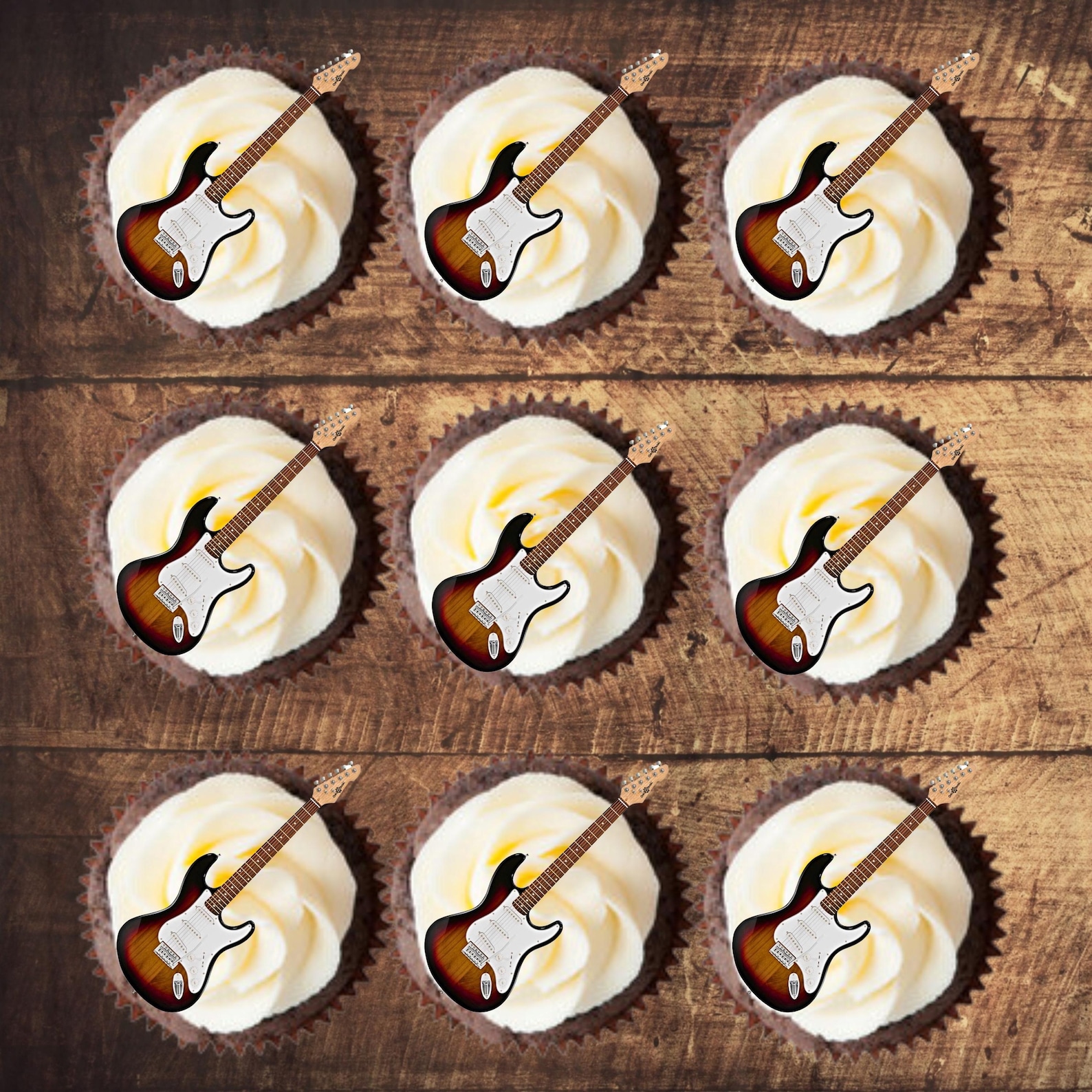 Electric Guitar Edible Cupcake Toppers - Rock Band Theme Cake ...