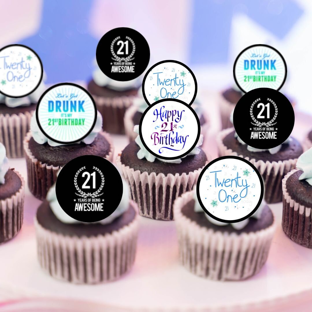 Happy 21st Birthday Edible Cake Toppers - Cake Decorations for Him - Etsy