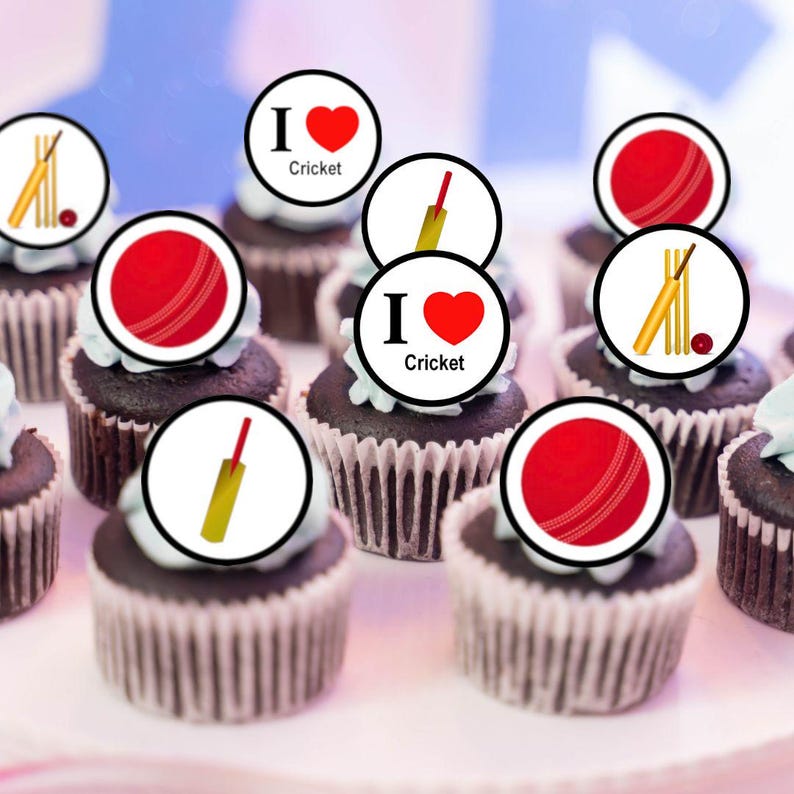 Cricket Cupcake Toppers - Sport Theme Edible Cake Decorations for ...