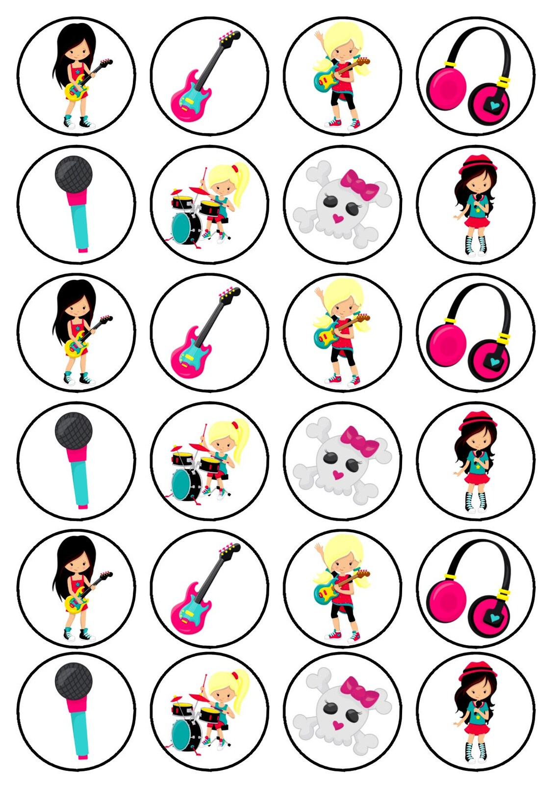 24 Girl Band Theme Edible Cupcake Toppers Wafer Card Disc | Etsy