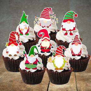 Gnomes Edible Cupcake Toppers - Christmas Elf Cake Decorations - Etsy