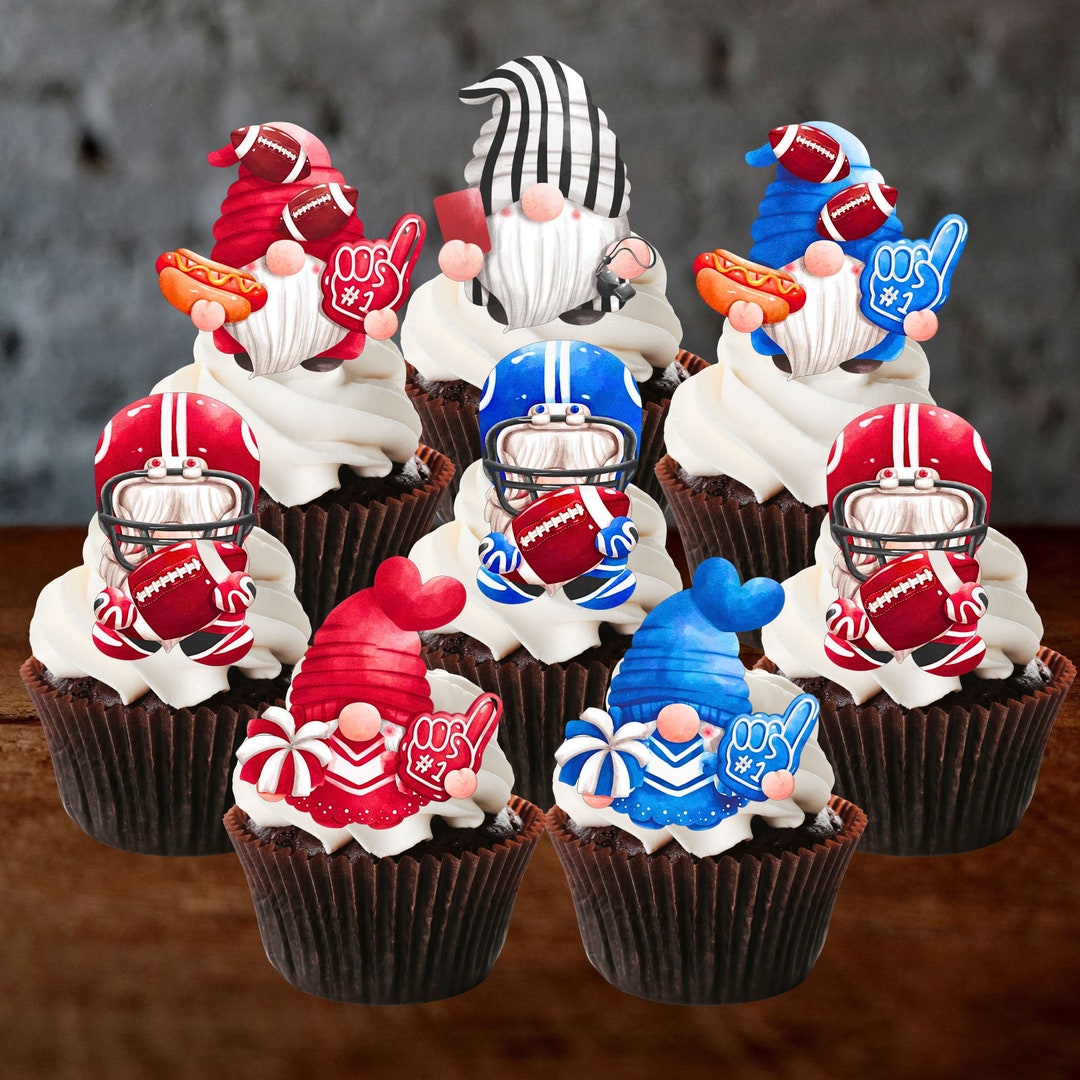 American Football Gnomes Cupcake Toppers PRECUT Optional Edible ...