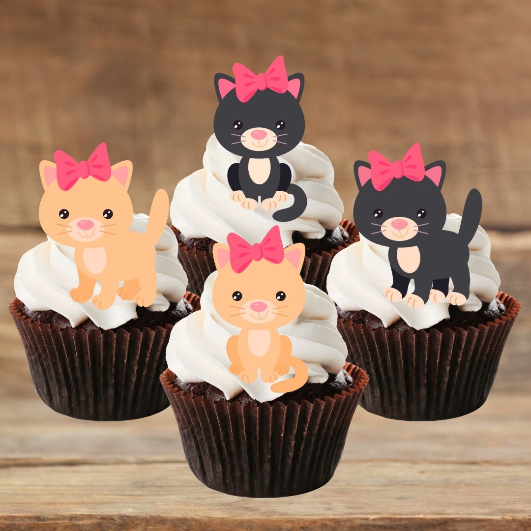 Cute Cats Edible Cupcake Toppers - Kitten Themed Cake Decorations - Etsy