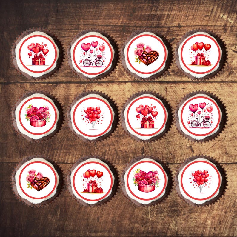 Red Valentines Day Cupcake Toppers - Love You Edible Cake Decorations ...