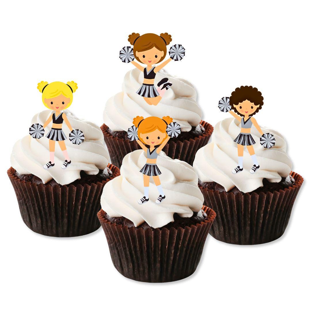 Cheerleader Edible Cupcake Toppers - Cheer Squad Cake Decorations #1 - Etsy