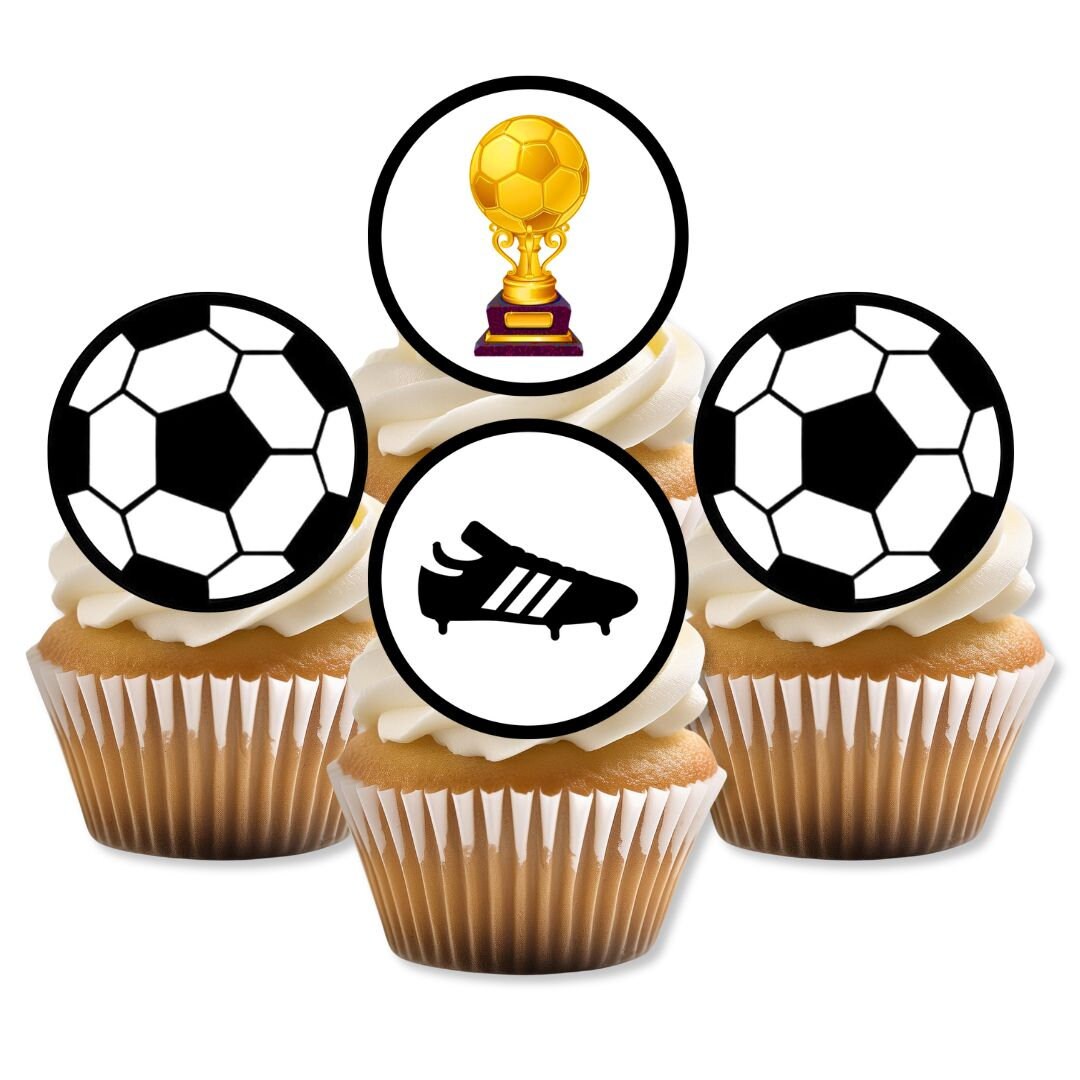 Football Edible Cupcake Toppers - Soccer Theme Wafer Card Cake ...
