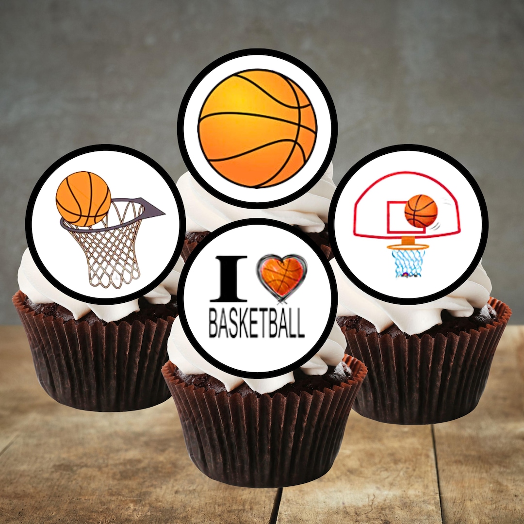 Basketball Theme Cupcake Toppers - Edible Cake + Cookie Decorations - Etsy