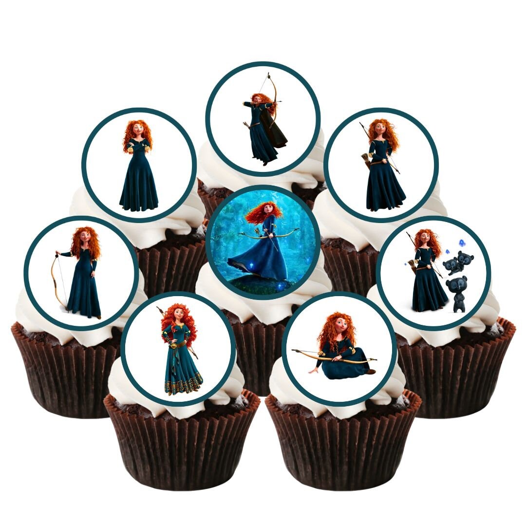 Princess Merida Edible Cupcake Toppers - Brave Theme Cake Decorations ...