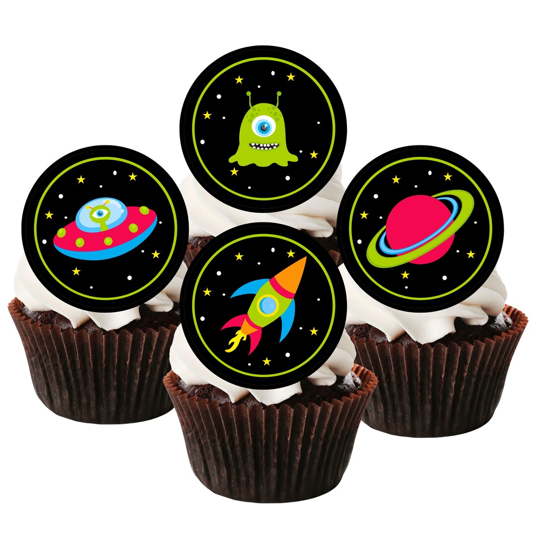 Space Aliens Edible Cake Toppers - Rocket + Planets Cake Decorations - Etsy