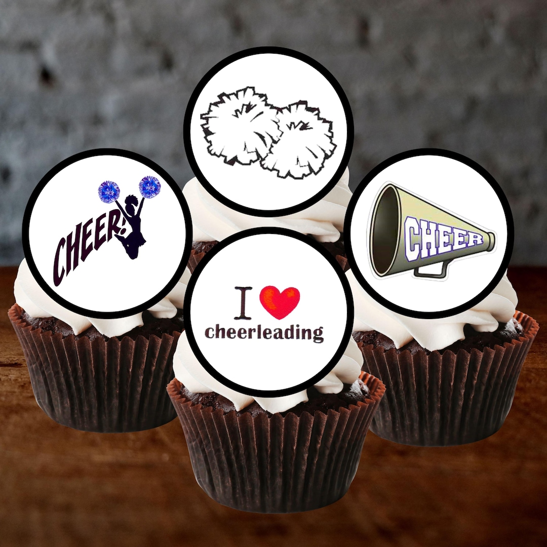 Cheerleading Edible Cupcake Toppers - Cheer Theme Cake Decorations - Etsy