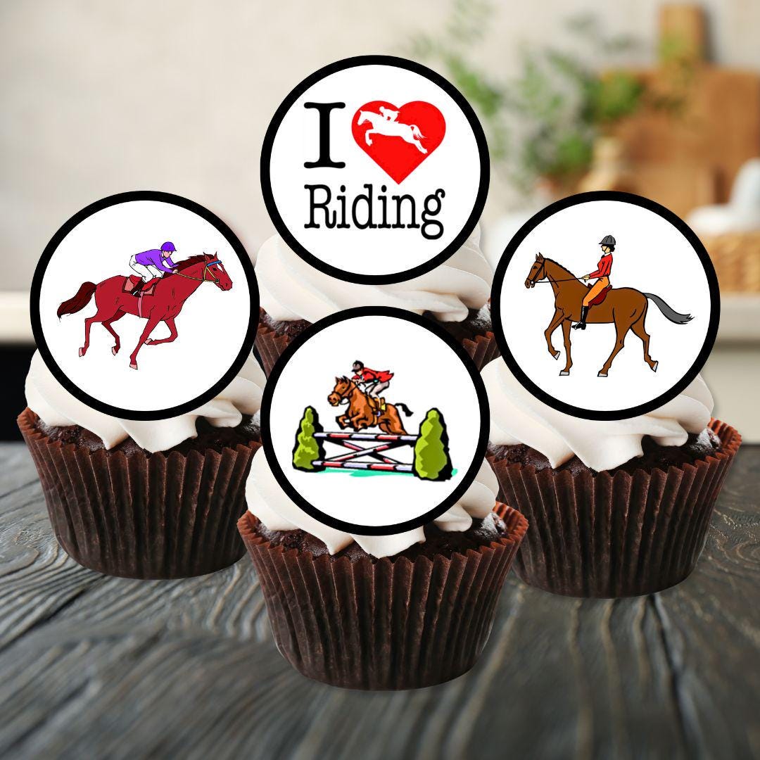 Horse Riding Edible Cupcake Toppers - Showjumping, Dressage Theme Cake ...