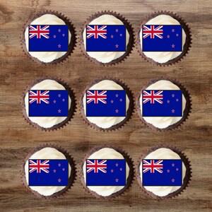 New Zealand Flag Edible Cupcake Toppers - Cookie + Cake Decorations - Etsy