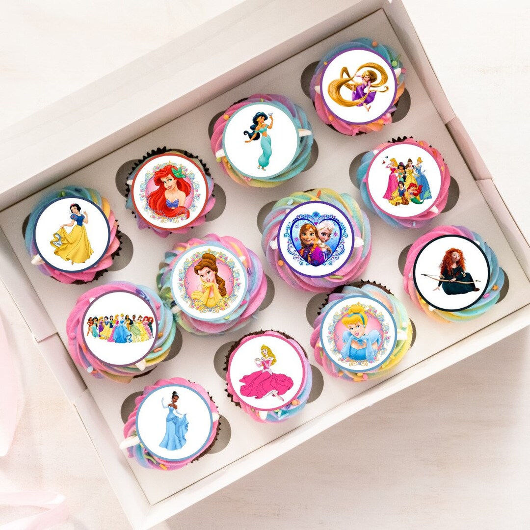 Princess Mix Edible Cupcake Toppers - Fairytale Party Cake Toppers - Etsy