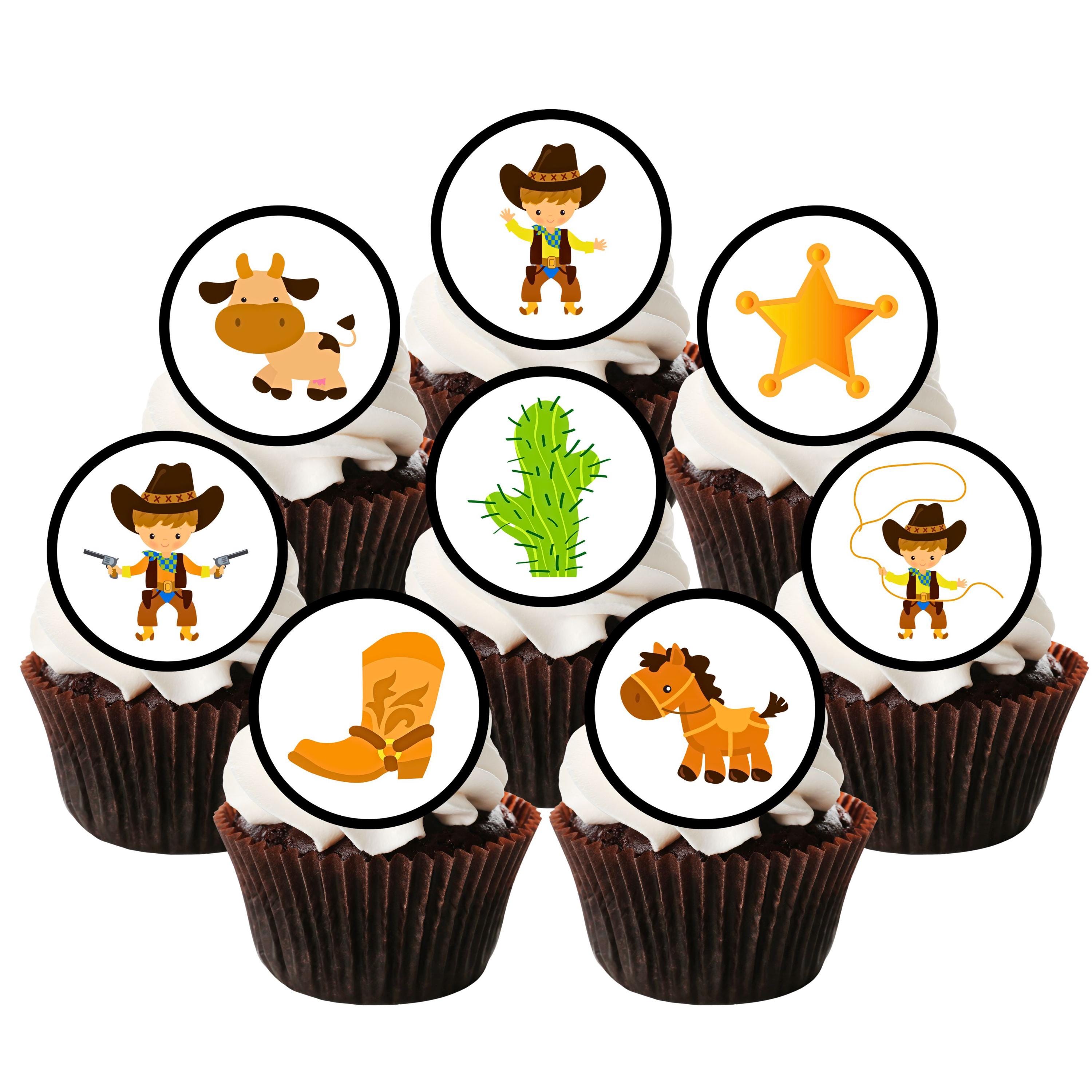 Cowboy Edible Cupcake Toppers - Cowgirl Rodeo Theme Cake Decorations - Etsy