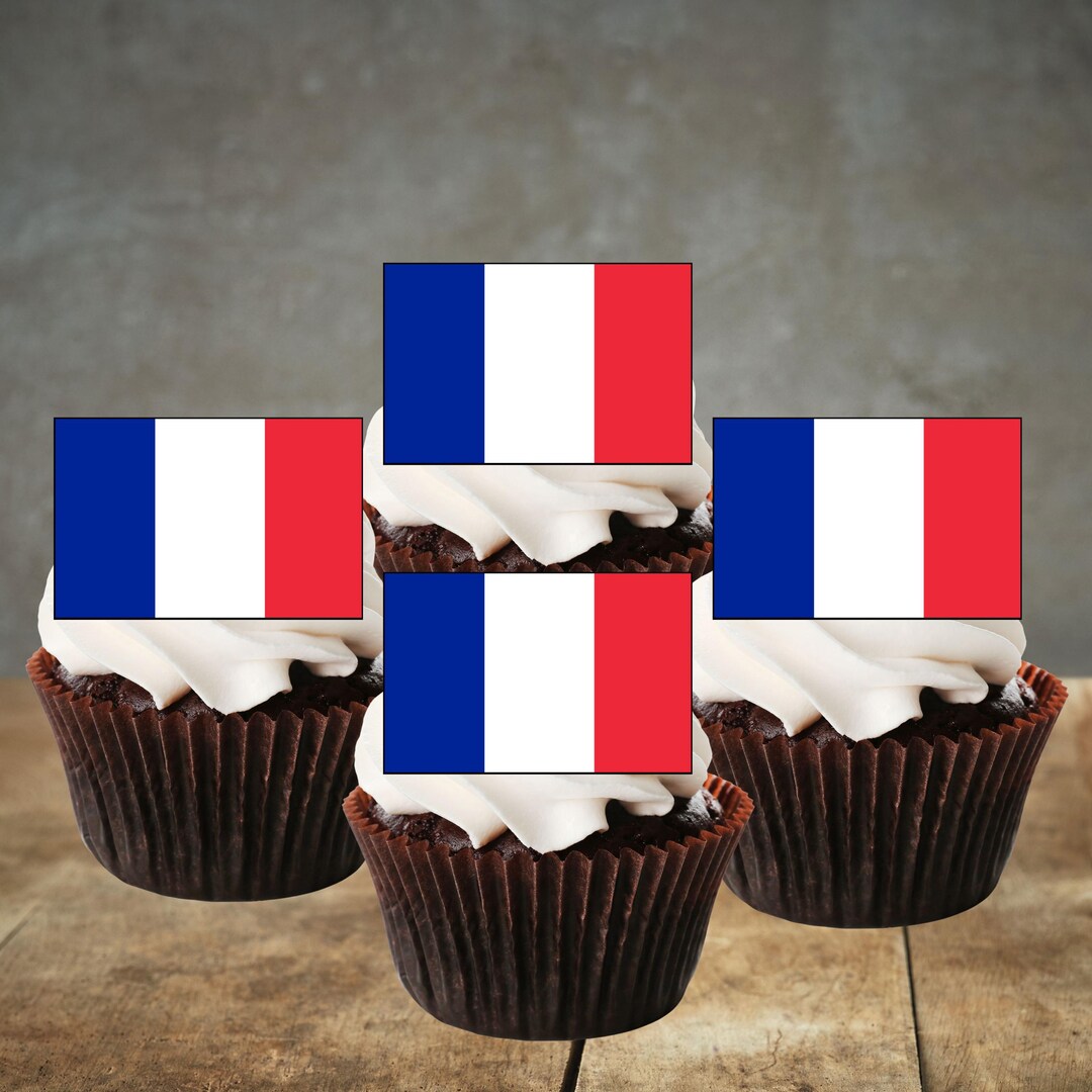 French Flag Edible Cupcake Toppers - France Theme Flags of the World ...