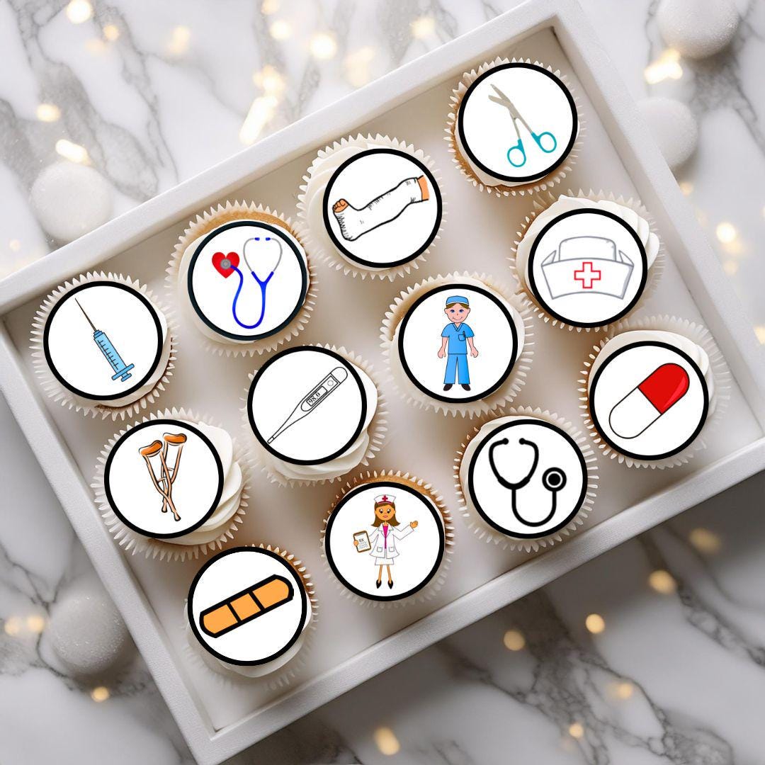 Nurse + Doctor Theme Edible Cupcake Toppers - Hospital Theme Cookie ...