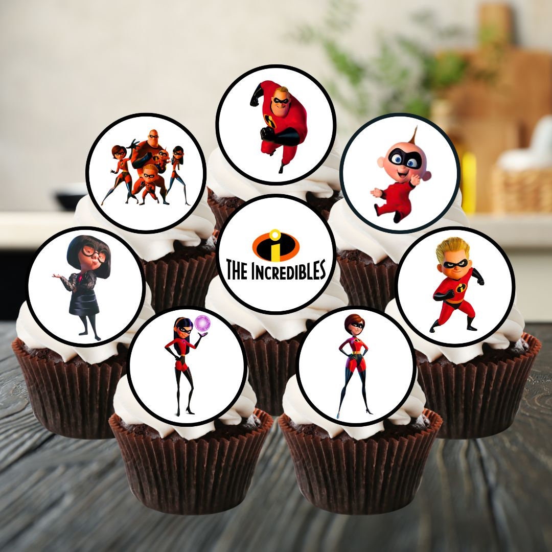 Incredibles Cupcake Toppers - Superhero Theme Edible Cake Decorations ...
