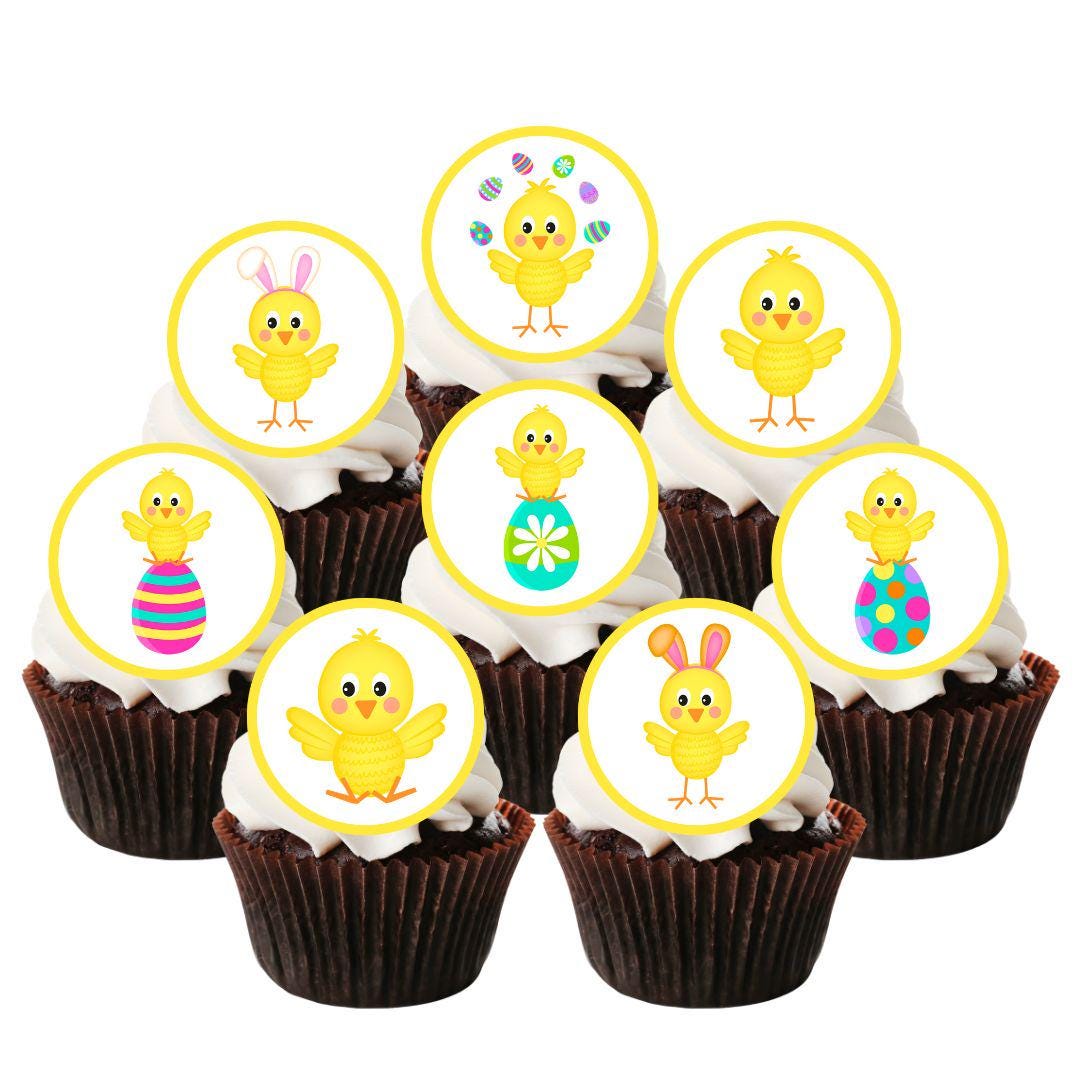 Easter Chicks Edible Cupcake Toppers - Spring Theme Cake + Cookie Cake ...