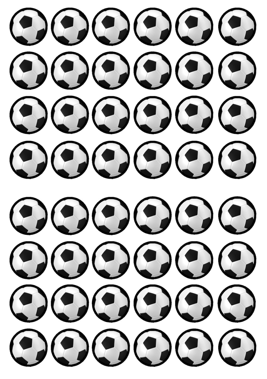 48 Soccer Football Edible Mini Cupcake Toppers PRECUT Optional Wafer ...