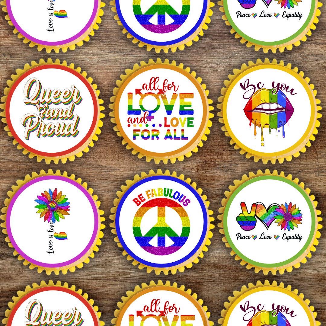 LGBTQ Edible Cupcake Toppers - Pride Theme Cookie + Cake Decorations - Etsy