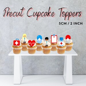 Hospital Cupcake Toppers 4, PRECUT Optional Doctors Edible Cake ...