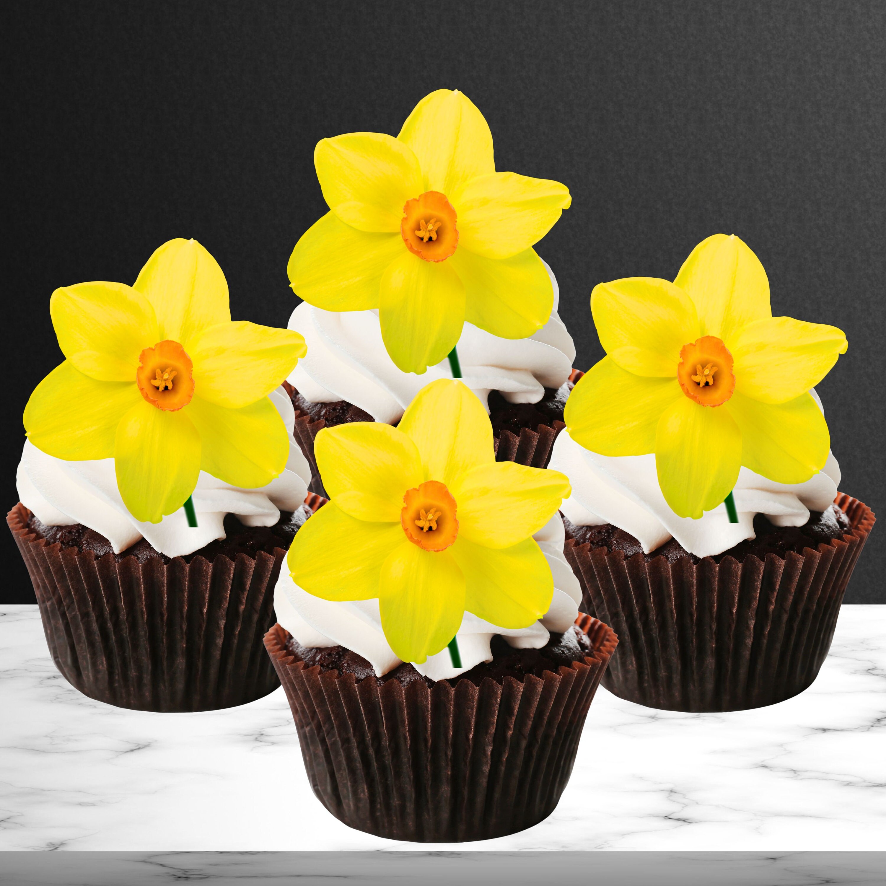 Daffodil Edible Cupcake Toppers - Flower Theme Cake Decorations - Etsy