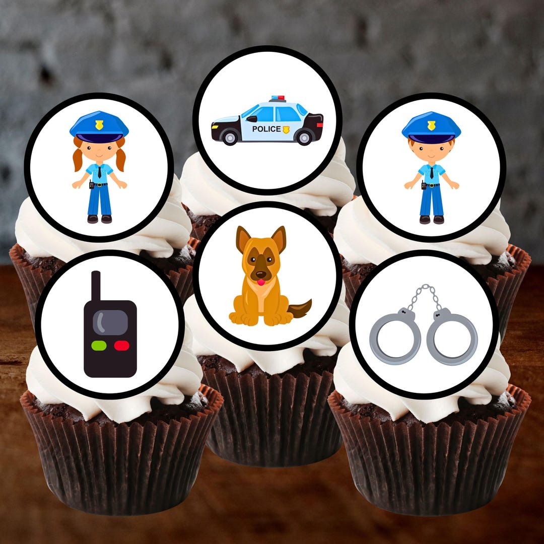 Police Officer Sheriff Theme Edible Cupcake Toppers - Emergency ...