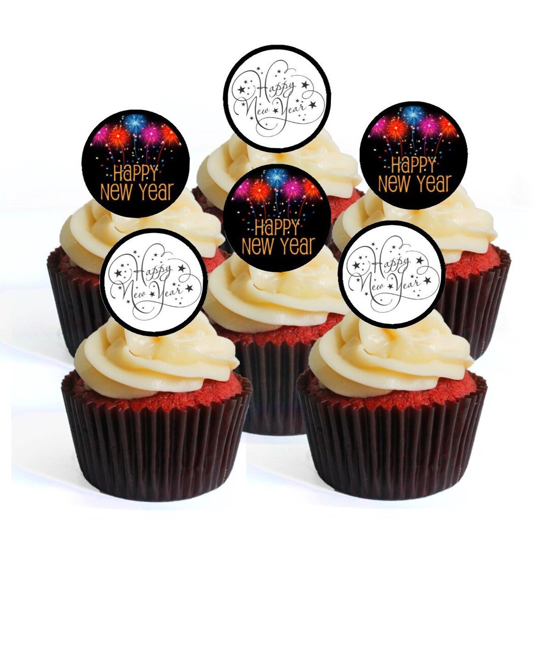 Happy New Year Edible Cupcake Toppers - Hogmanay Theme Cake Decorations ...